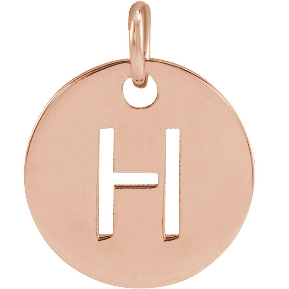 14k Rose Gold Initial H 1mm Disc Personalized Pendant Fine Jewelry for ...