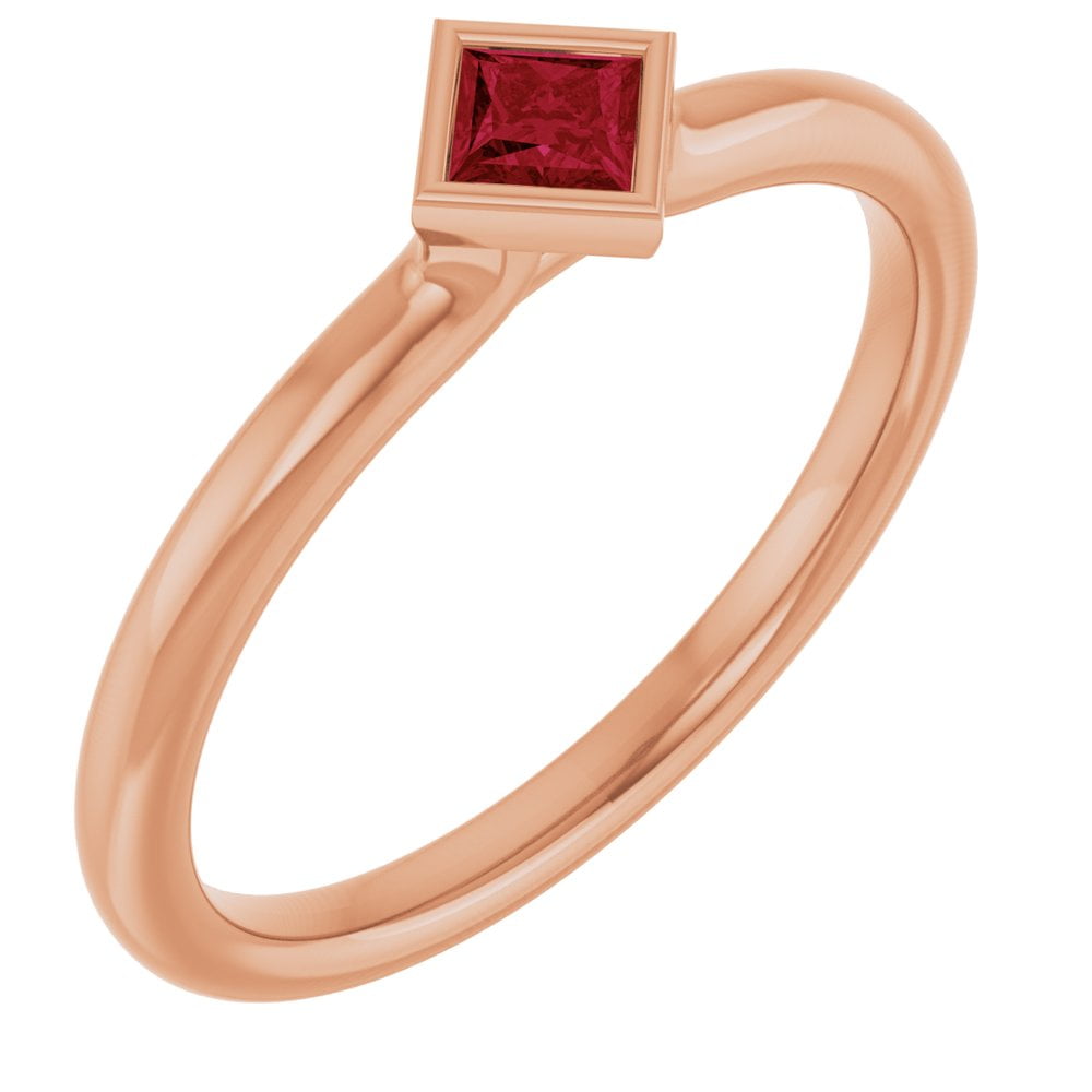 14k Rose Gold Lab-Grown Ruby Stackable Family Fashion Ring Fine Jewelry For Women Gifts For Her ...