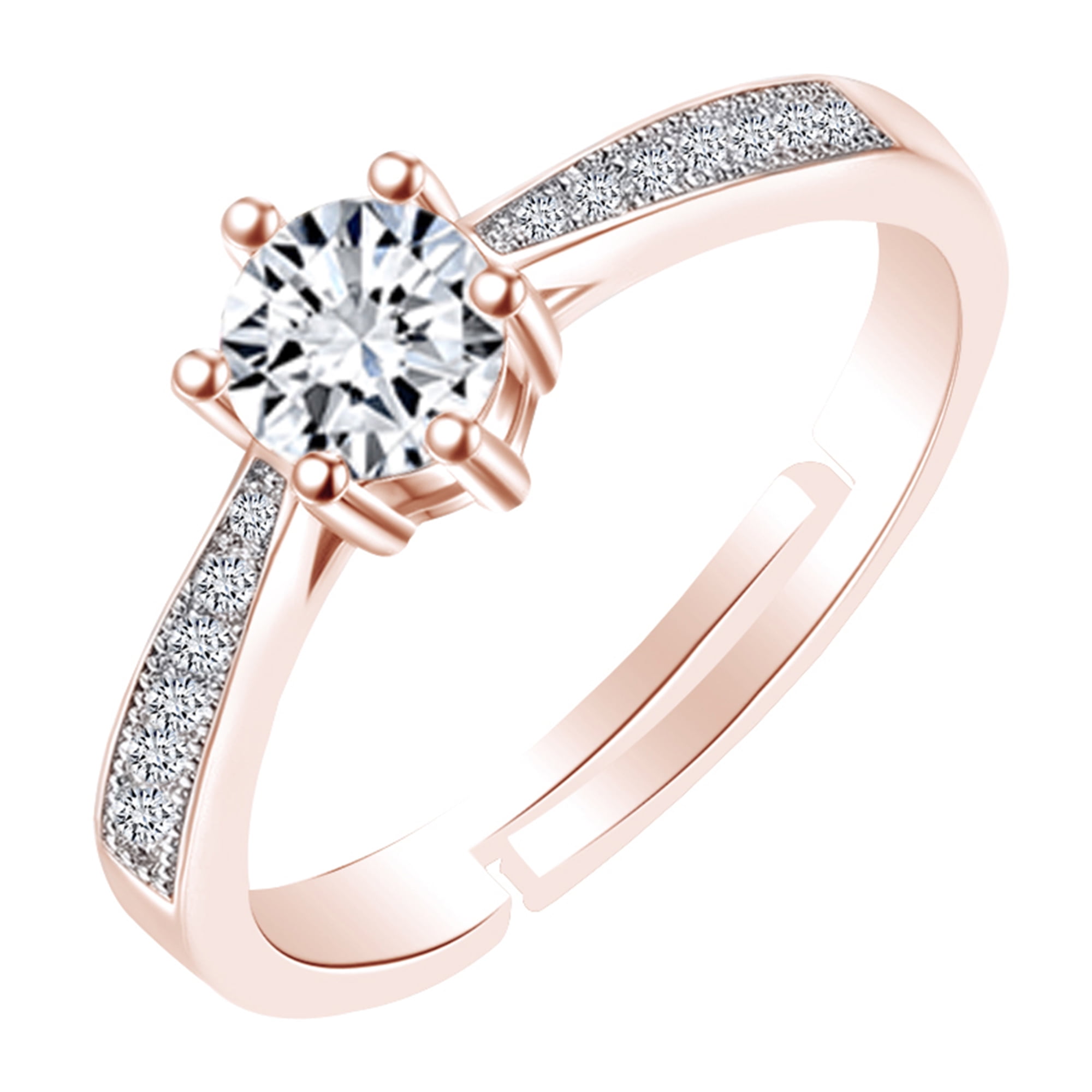 AFFY 14k Rose Gold Over Sterling Silver Round Shape White Cubic ...