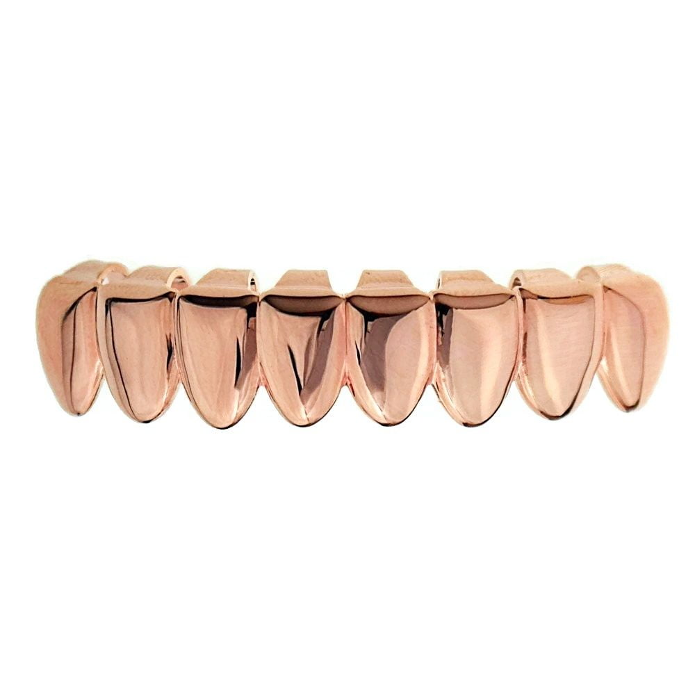 14k Rose Gold Plated Bottom Grillz 8 Eight Tooth Lower Teeth Slugs Hip ...