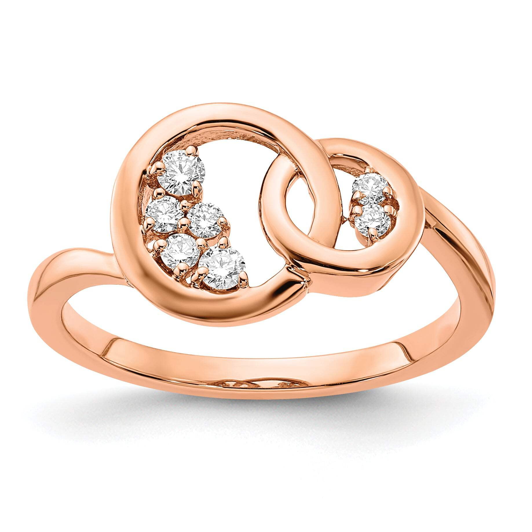 14k Rose Gold Polished Diamond Double Circle Ring - Walmart.com
