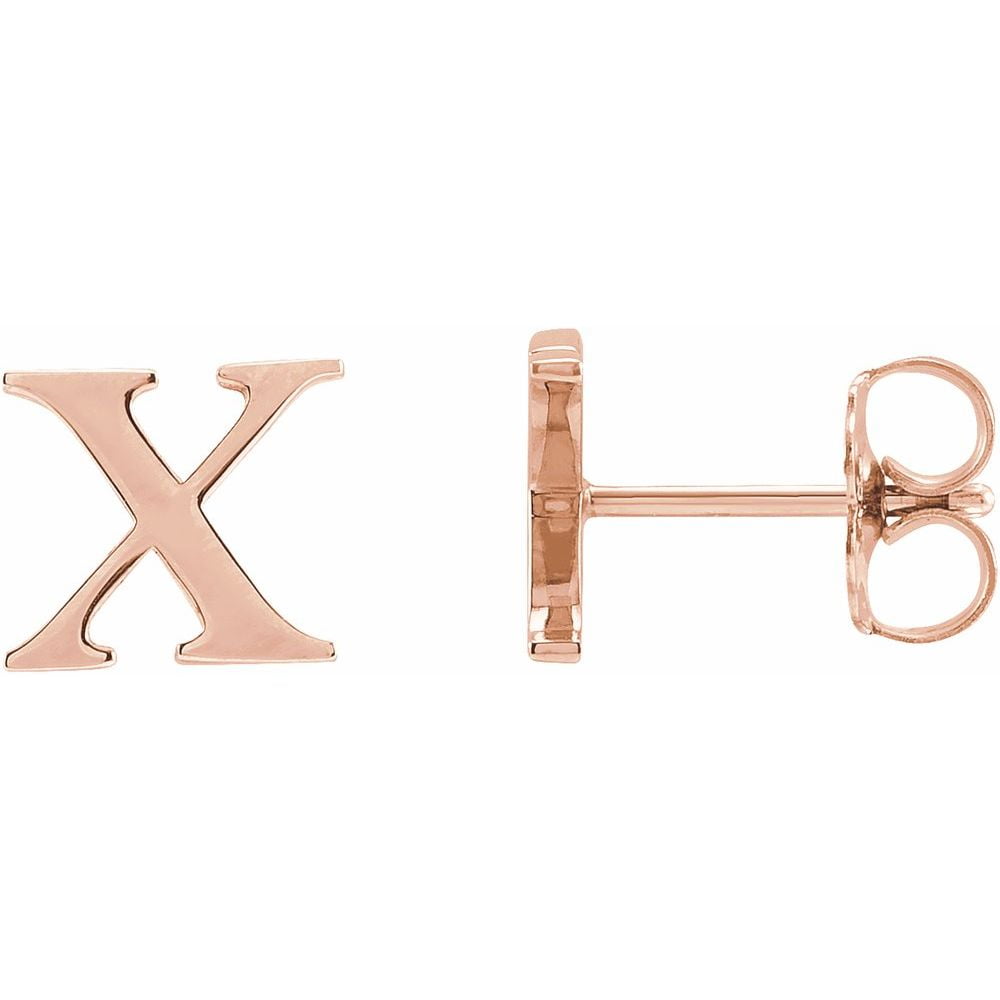 14k Rose Gold Roman Numeral X Earring Fine Jewelry For Women Gifts For ...