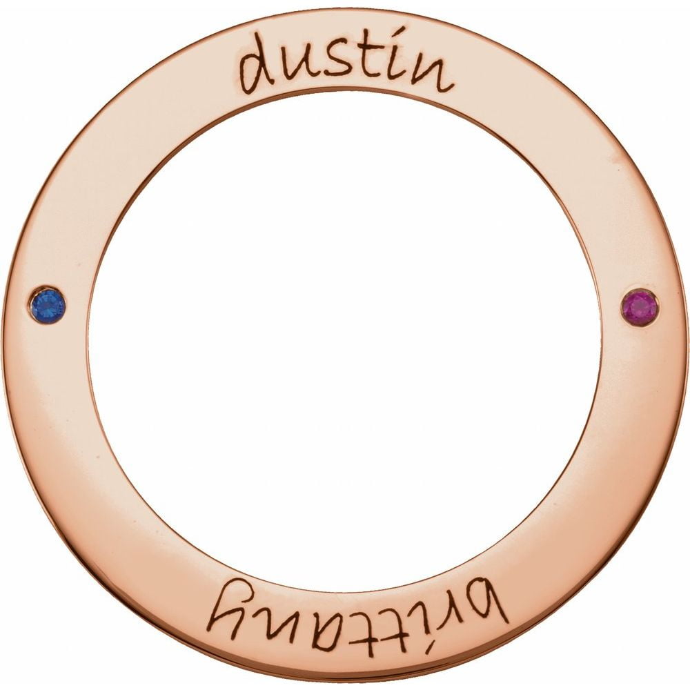 14k Rose Gold Round Shape 2 Two-Stone Posh Mommy Engraveable Forever Loop Family Personalized ...
