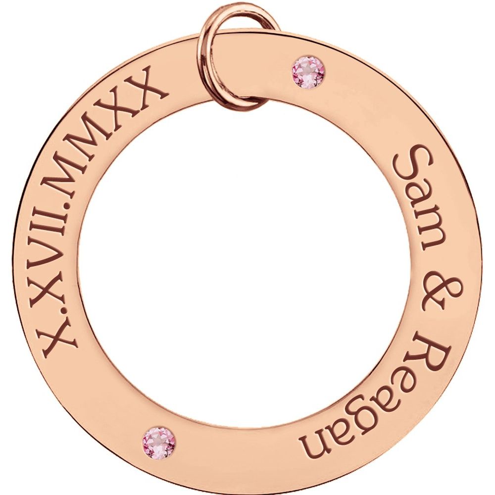 14k Rose Gold Round Shape 2 Two-Stone Posh Mommy Engraveable Posh Loop ...