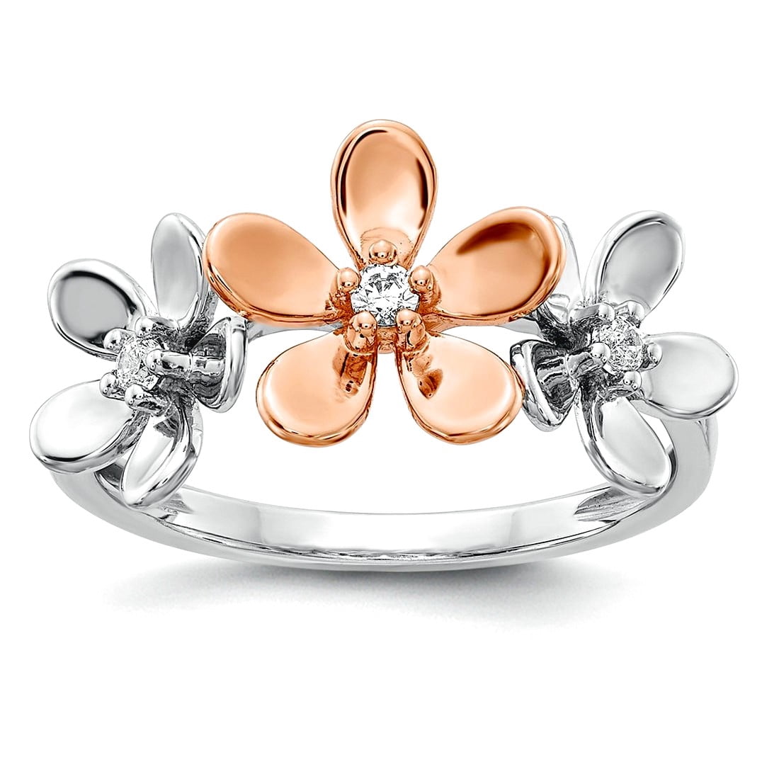 14k Rose and White Gold Diamond Ring Size 7 Ring for Women - .09 dwt ...