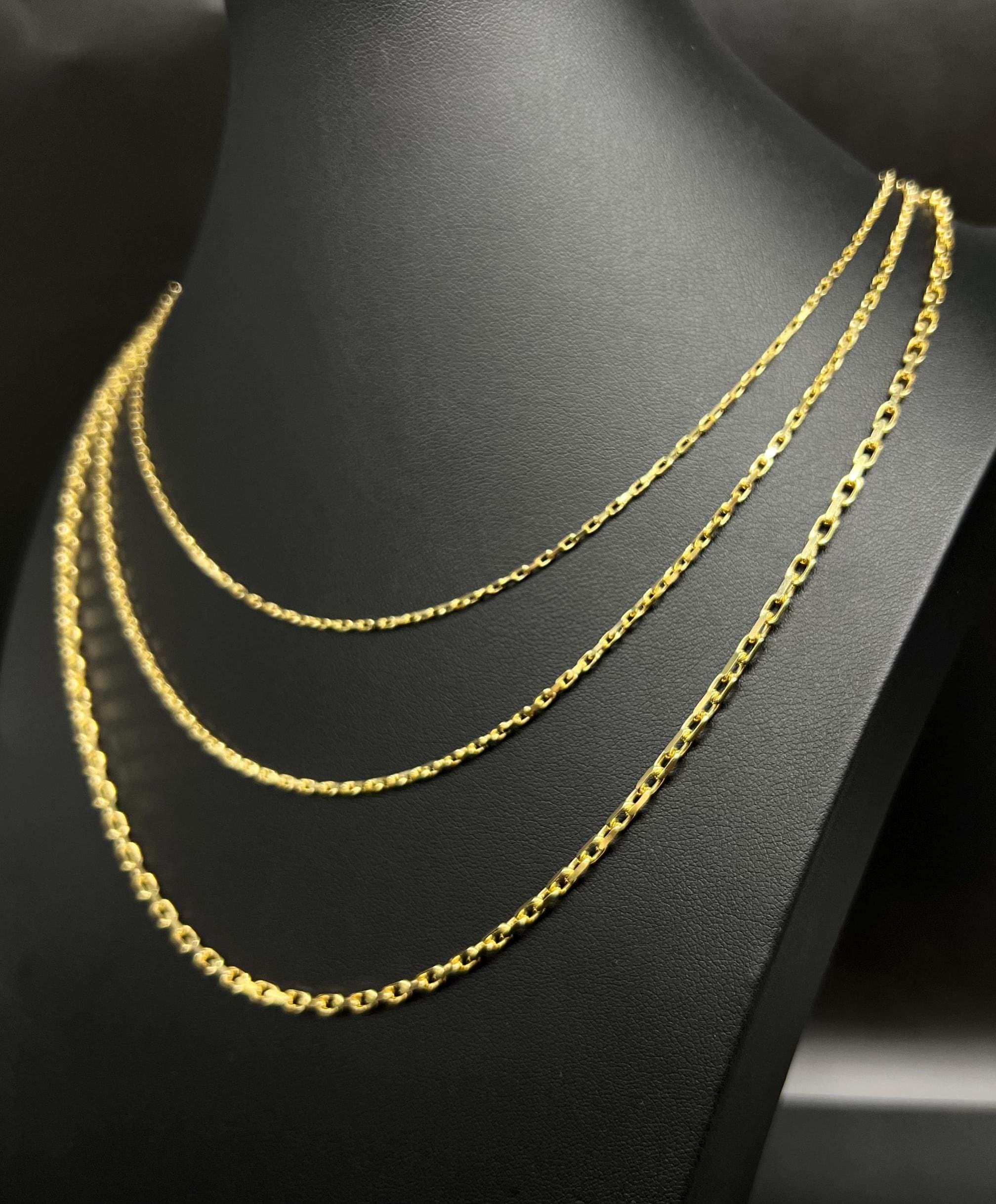 14k SOLID Gold French Cable Chain, 1.3mm-2.6mm Women Necklace, 14k ...