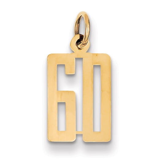14k Yellow Gold Small Elongated Number 60 Charm Pendant - Walmart.com