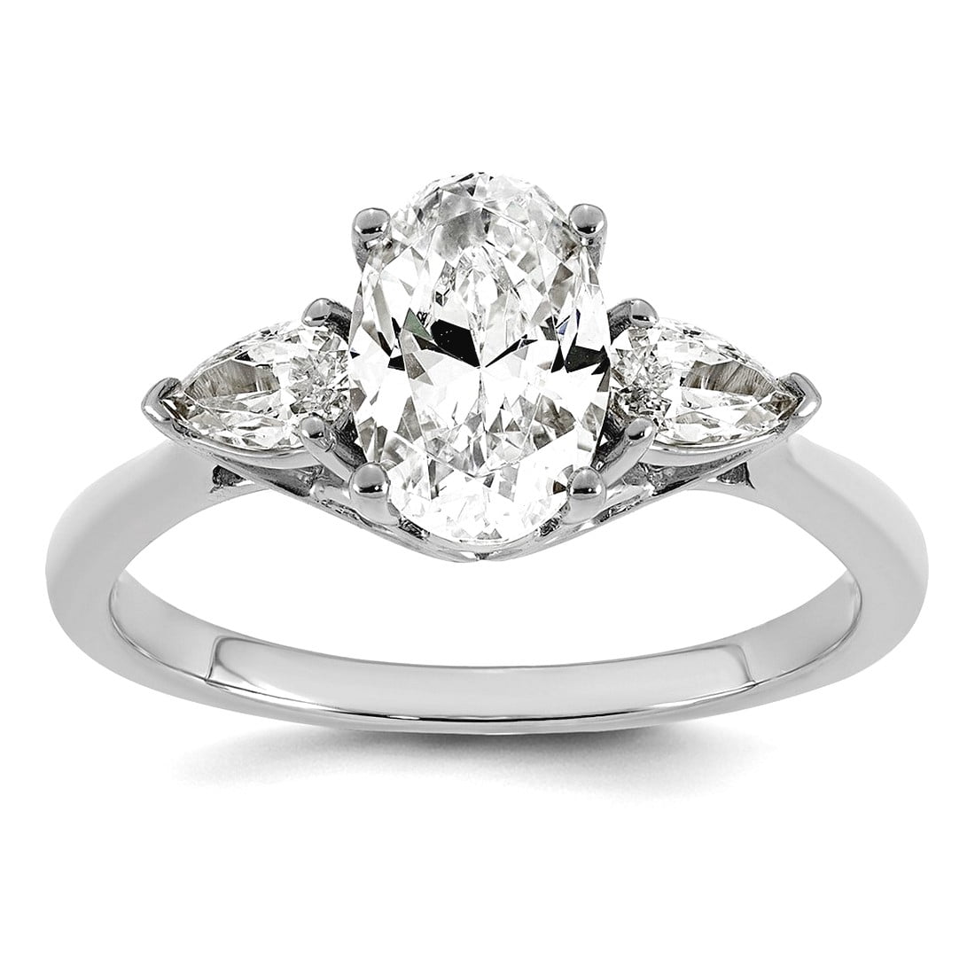 14k Solid Gold 1 7/8ct Cert Lab Grown Diamond VS+ F+ Oval Pear 3 Stone ...