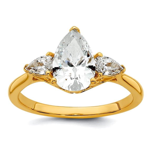 14k Solid Gold 1 7/8ct Cert Lab Grown Diamond VS+ F+ Pear 3 Stone ...