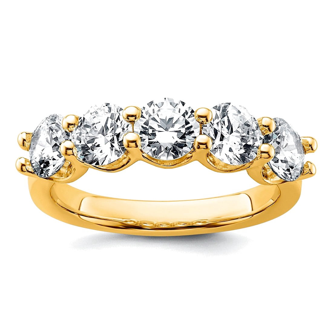 14k Solid Gold 2ct Lab Grown Diamond VS+ F+ 5 Stone Fashion Band Size 7 ...