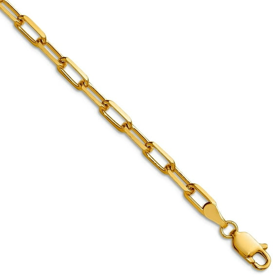 14k Yellow Gold 3.5mm Solid Beveled Paperclip Chain Necklace 30 Inch ...