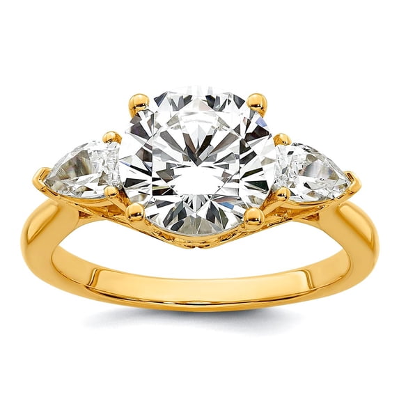 14k Solid Gold 3ct Cert Lab Grown Diamond VS+ F+ Round With Pear 3 ...
