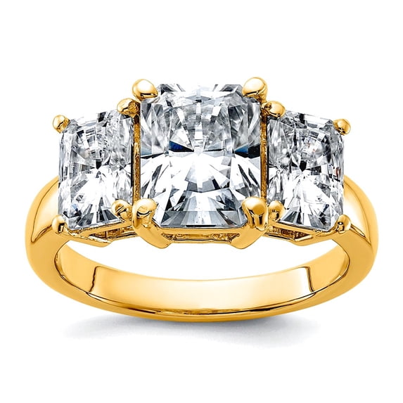 14k Solid Gold 4 1/2ct Lab Grown Diamond VS+ F+ Radiant 3 Stone ...