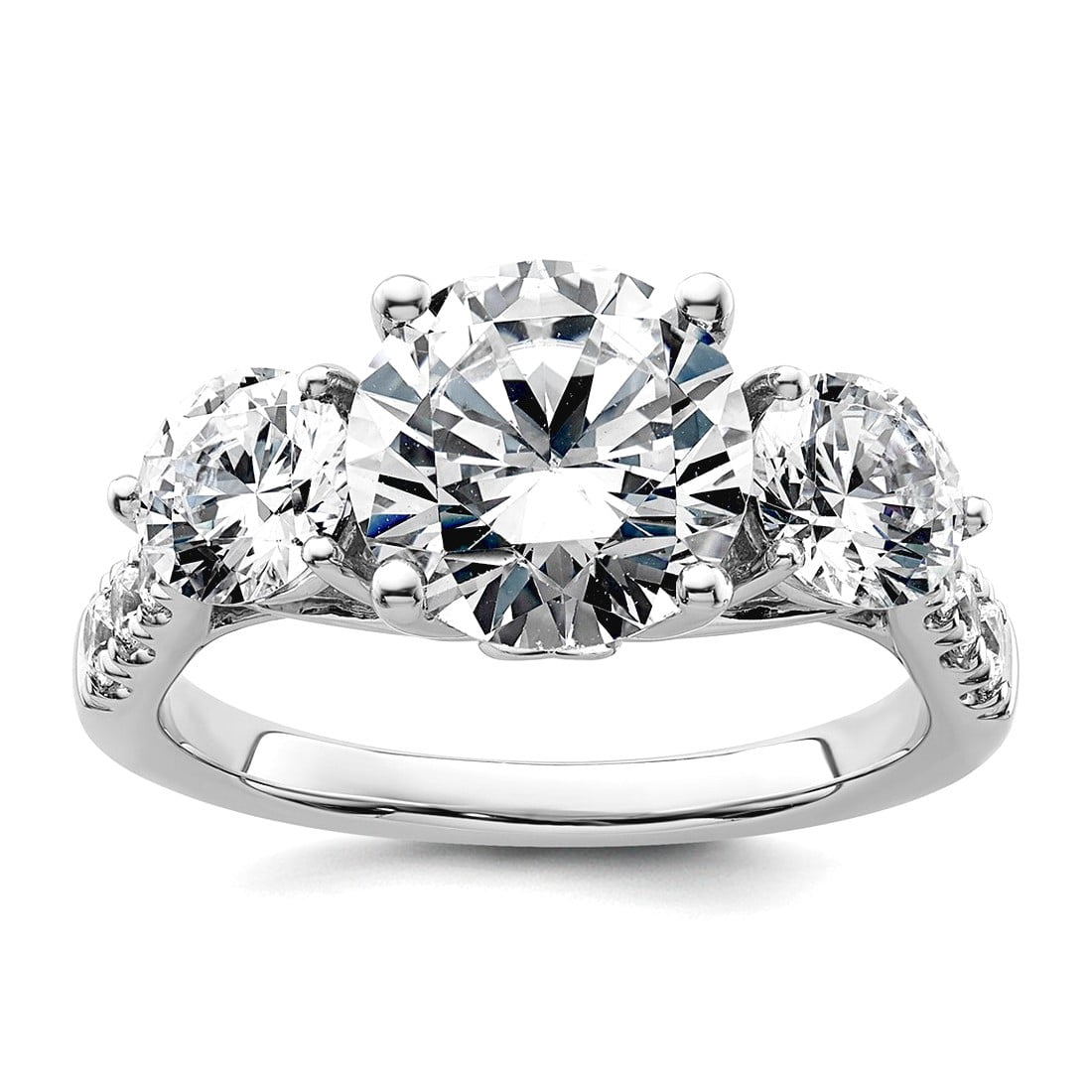 14k Solid Gold 4ct Cert Lab Grown Diamond VS+ F+ Round 3 Stone ...