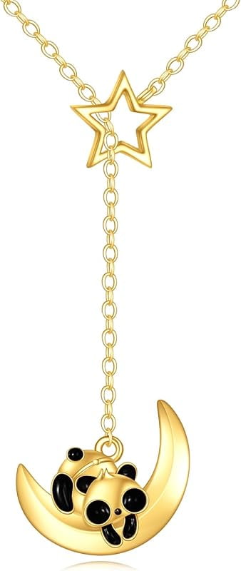 14k Solid Gold Animals Necklace for Women Giraffe Bee Elephant Ladybug ...