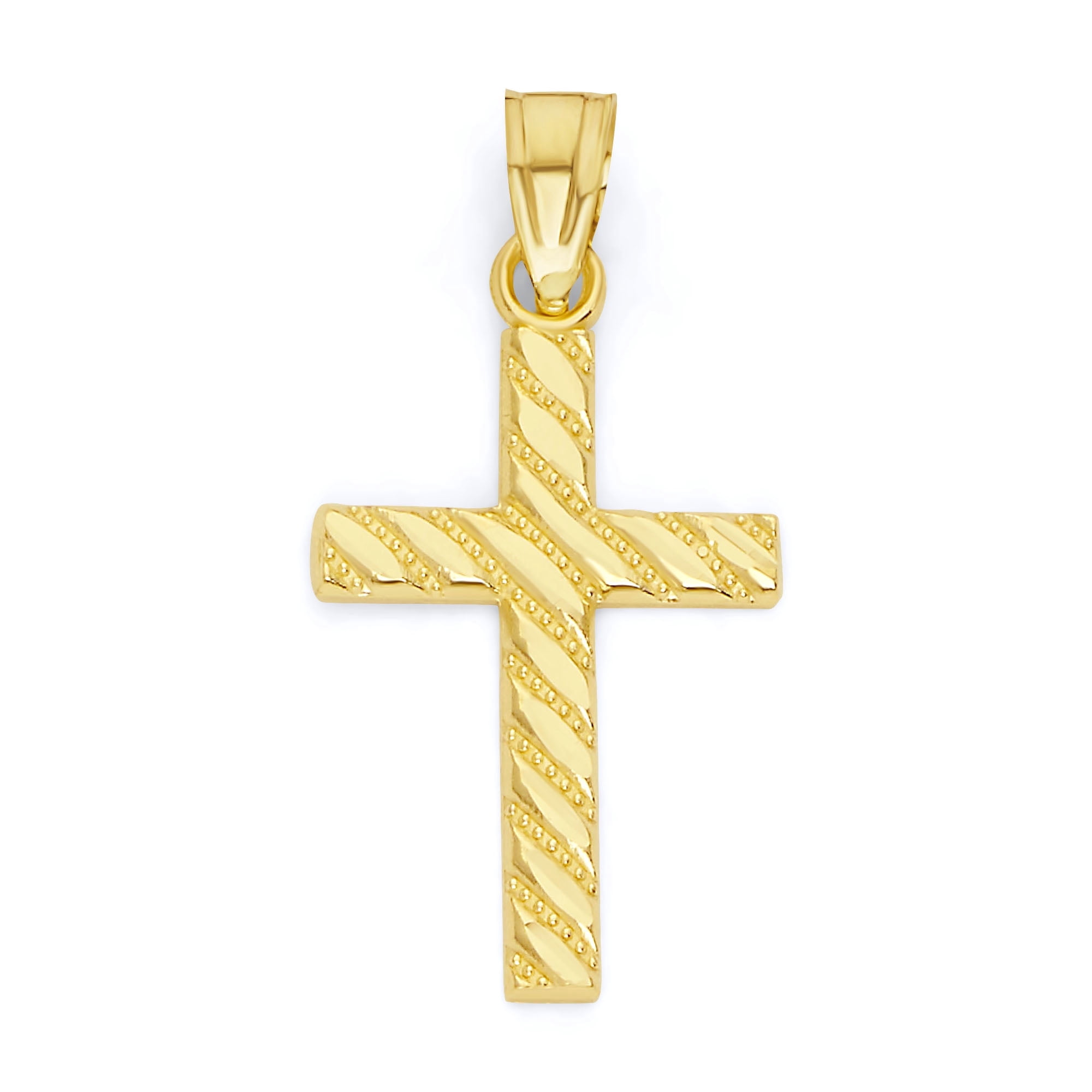Golden Fire Solid 14k Gold Cross Pendant - Christian Religious Jewelry ...