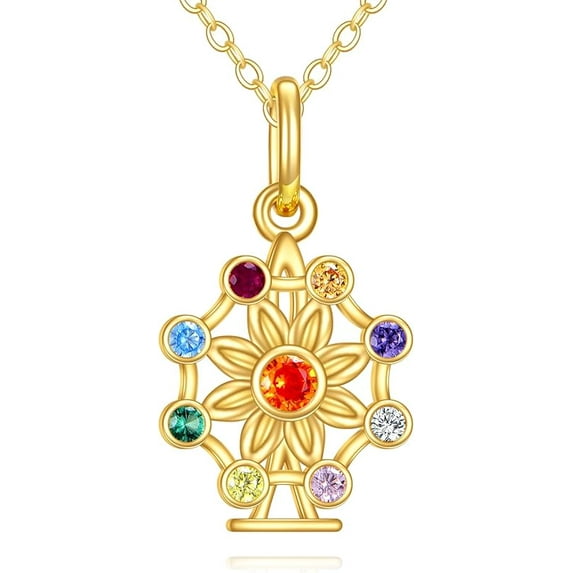 14k Solid Gold Heart Necklace for Women Rose Flower Clover Moissanite ...