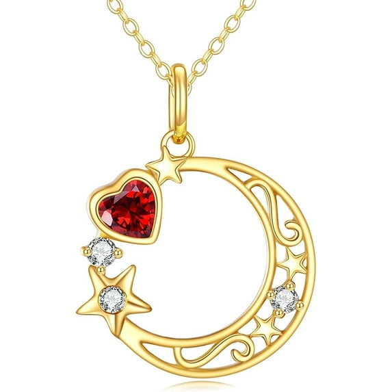 14k Solid Gold Heart Necklace for Women Rose Flower Clover Moissanite ...
