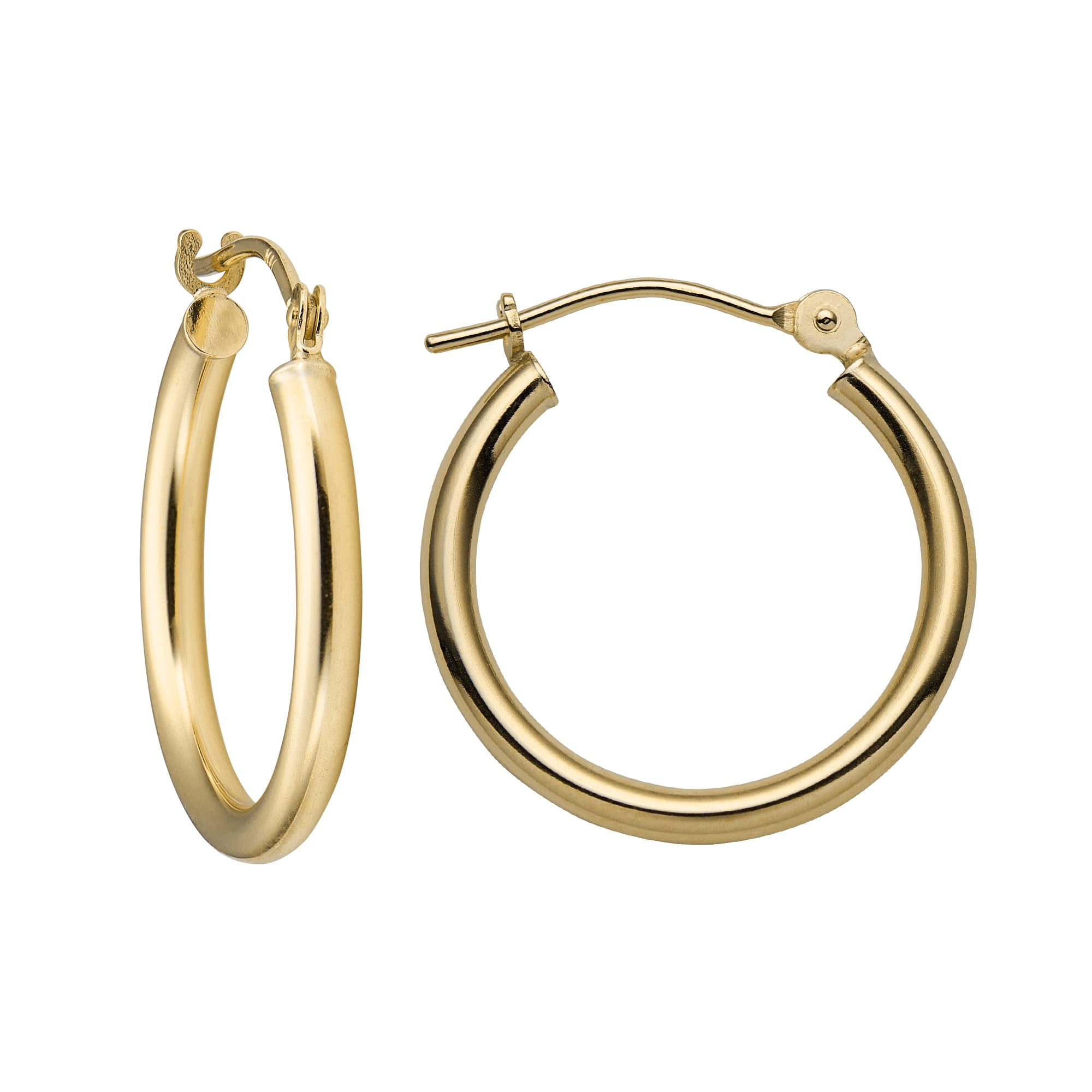 MAZZERI 14k Solid Gold Hoop Earrings, 2mm, Hypoallergenic, Round Click ...