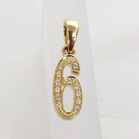 14k Solid Gold Number 6 Gold Diamond Pendant - Birthday Gift - Walmart.com
