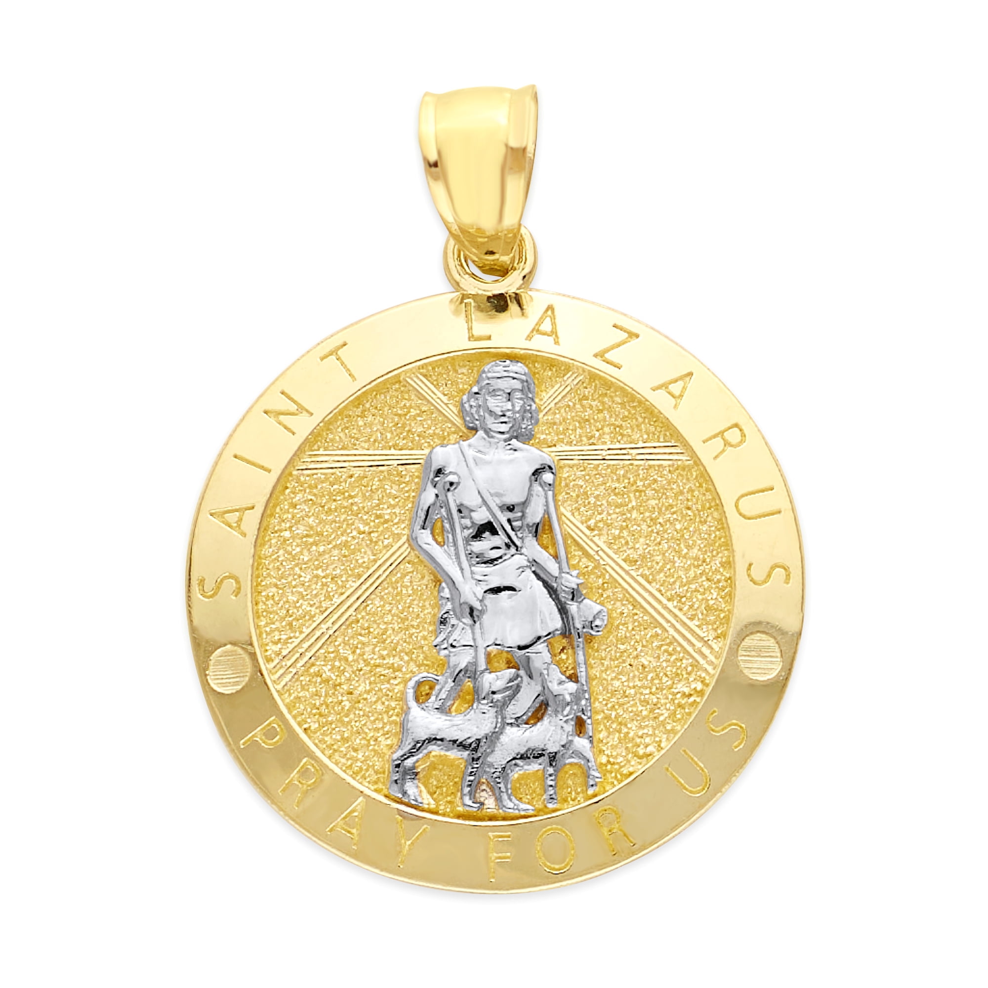 14k Solid Gold Saint Lazarus Pendant, Patron Saint of The Sick ...
