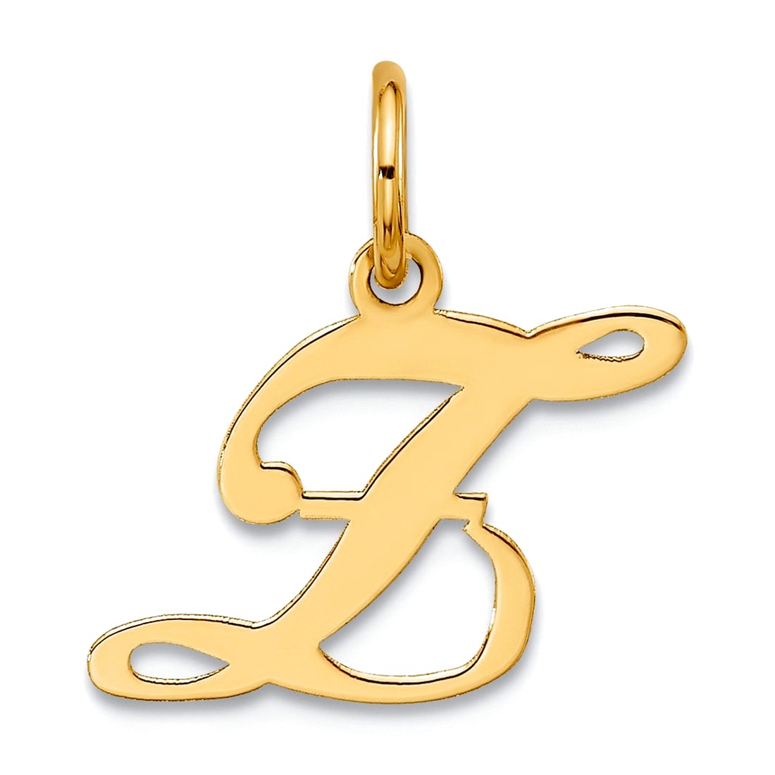 14k Solid Yellow Gold Small Fancy Script Letter Z Initial Charm Pendant ...