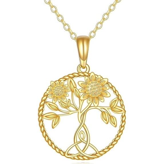 14k Solid Gold Tree of Life Pendant Necklace for Women, Fine Jewelry ...