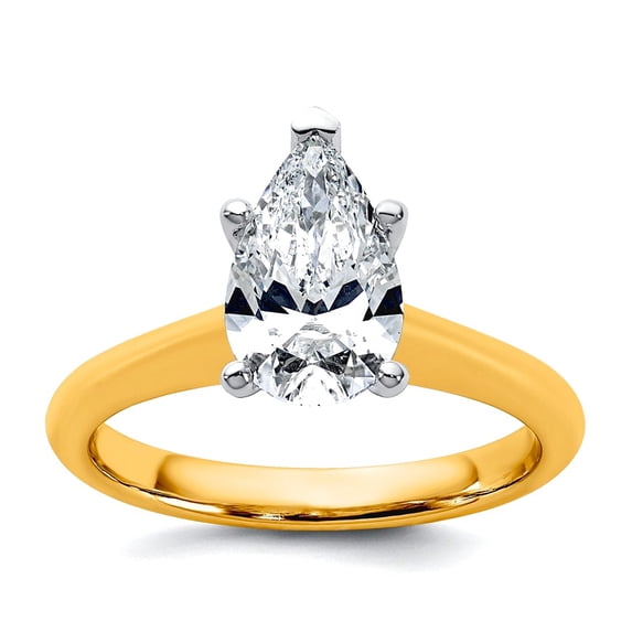 14k Solid Gold Two-tone 1.5ct Cert Lab Grown VS+ F+ Pear 8x Diamond ...