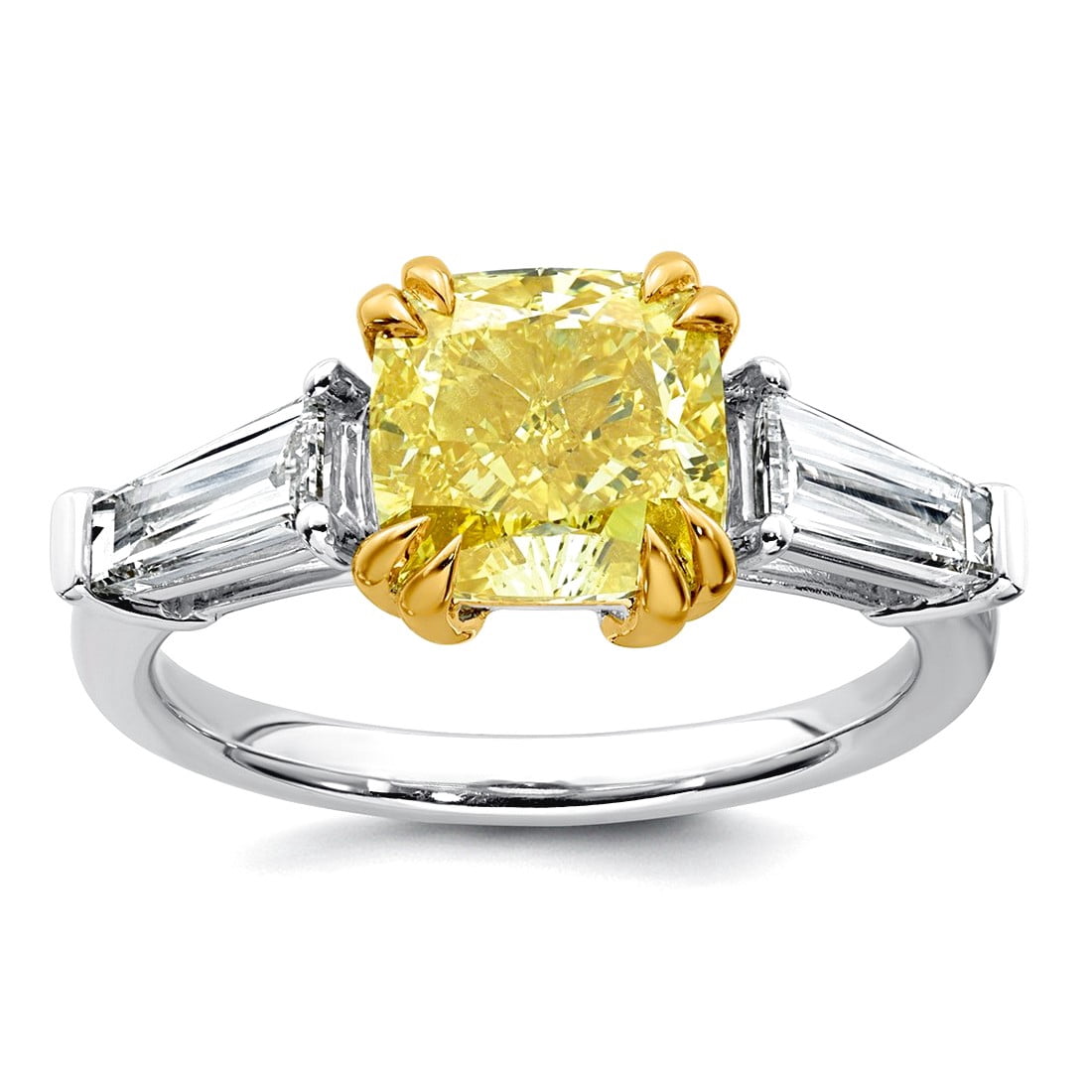 14k Solid Gold Two-tone Lab Grown Diamond Cushion VS+ Cert. Vivid ...