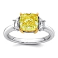 14k Solid Gold Two-tone Lab Grown Diamond Cushion VS+ Cert. Vivid ...