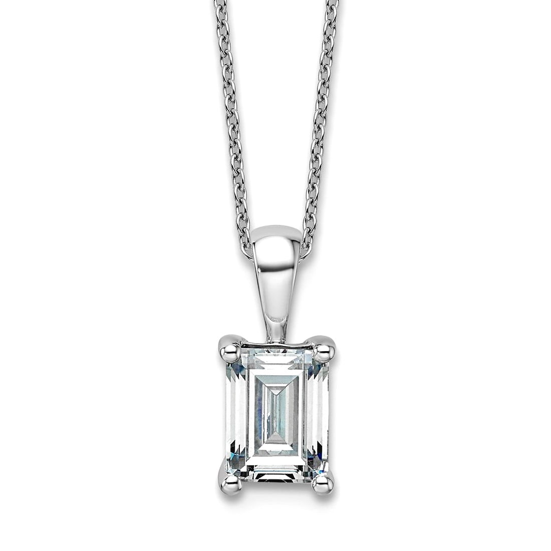 14k Solid White Gold 1 1/2ct Cert Lab Grown Diamond SI+ G+ Emerald-cut ...