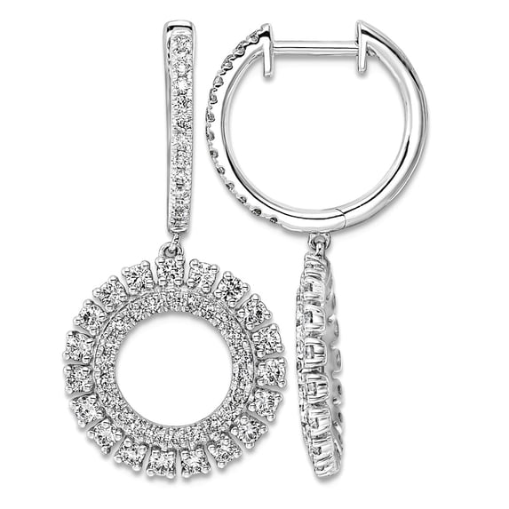 14k Solid White Gold 1 1/2ct Lab Grown Diamond VS+ F+ Dangle Hoop ...