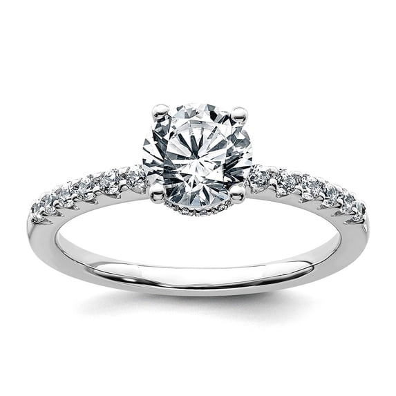 14k Solid White Gold 1 1/4ct Lab Grown Diamond VS+ F+ Round Engagement ...