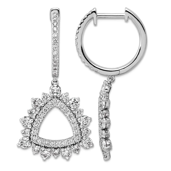 14k Solid White Gold 1 7/8ct Lab Grown Diamond VS+ F+ Dangle Hoop ...