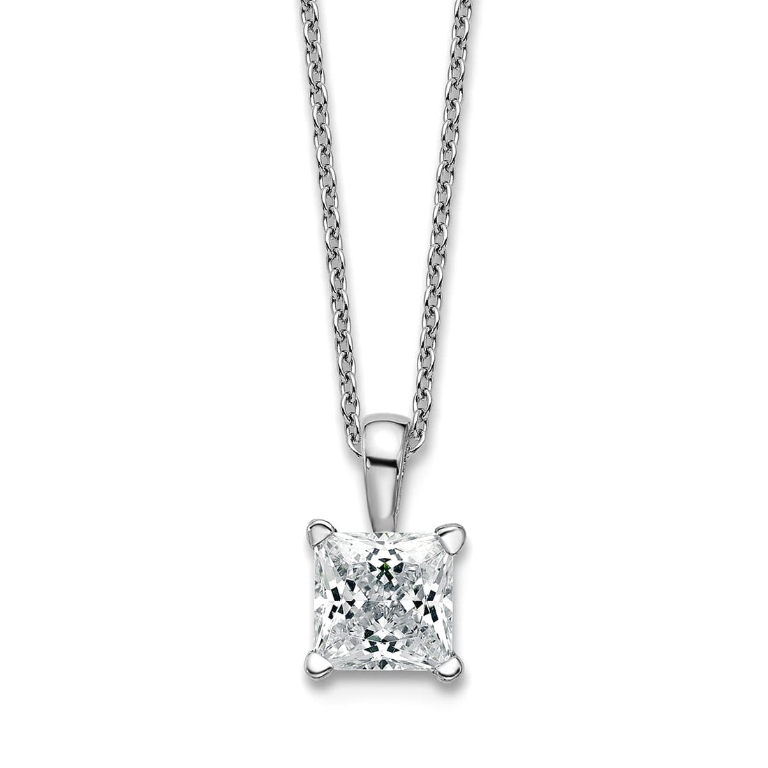 14k Solid White Gold 1ct Lab Grown Diamond VS+ F+ Princess Pendant ...