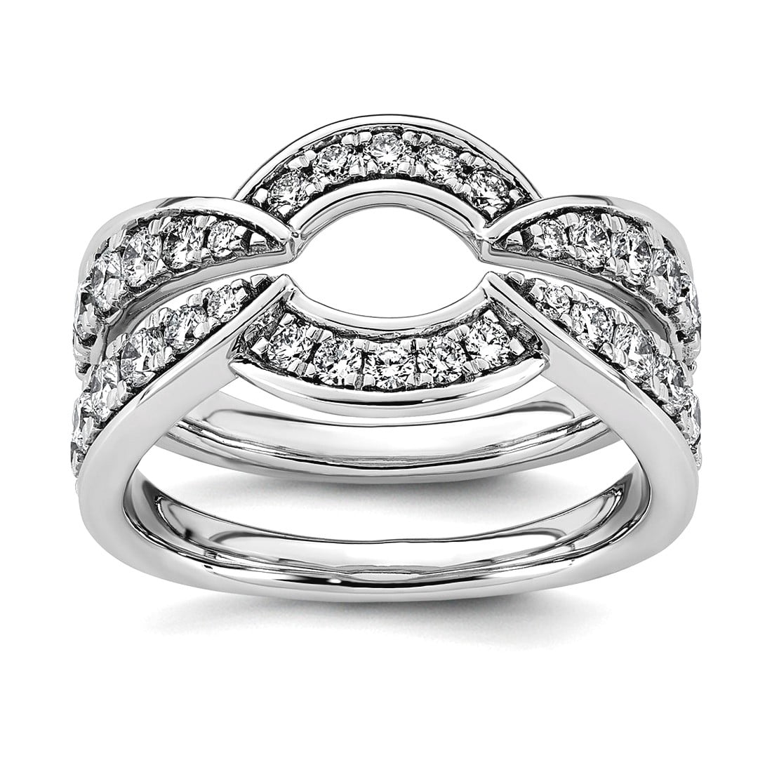 14k Solid White Gold 1ct Lab Grown Diamond VS+ F+ Ring Guard Ring Size ...