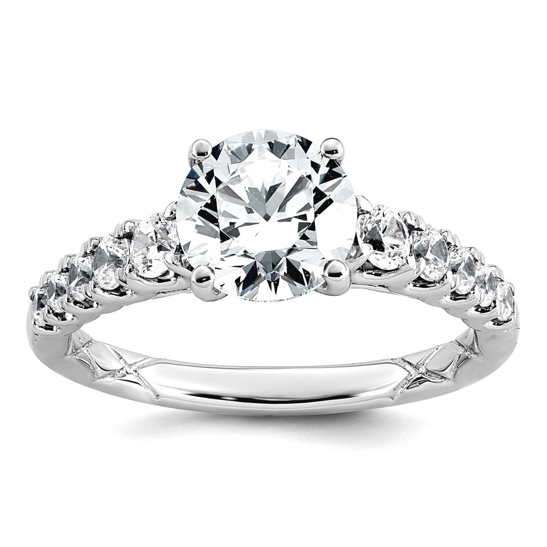 14k Solid White Gold 2 Lab Grown Diamond VS+ F+ Round Engagement Ring ...