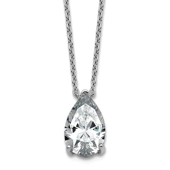 14k Solid White Gold 2ct Cert Lab Grown Diamond VS+ F+ Pear 18 Inch ...
