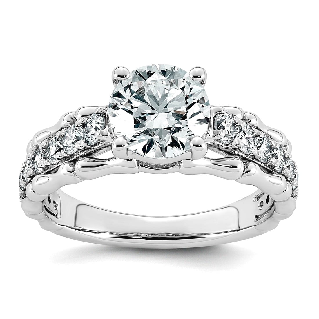 14k Solid White Gold 2ct Certified Round Center Lab Grown Diamond VS+ ...