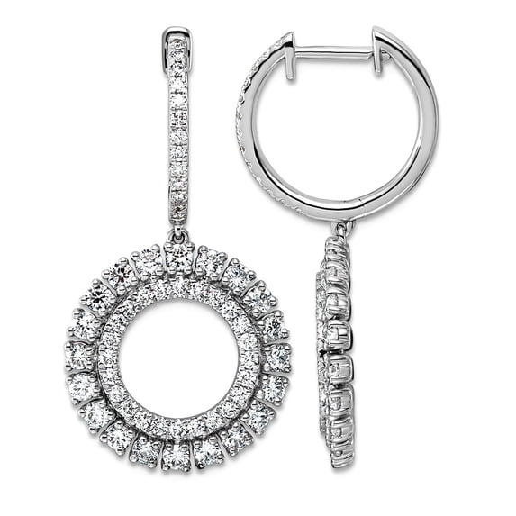 14k Solid White Gold 2ct Lab Grown Diamond VS+ F+ Dangle Hoop Earrings ...