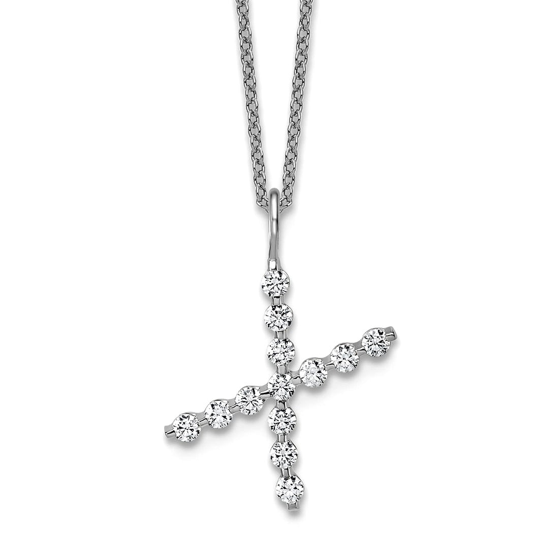 14k Solid White Gold 3/8ct Lab Grown Diamond VS+ F+ Alphabet X Pendant ...