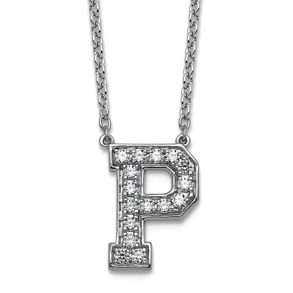 14k Solid White Gold 3/8ct Lab Grown Diamond VS+ F+ Letter P 18 Inch ...
