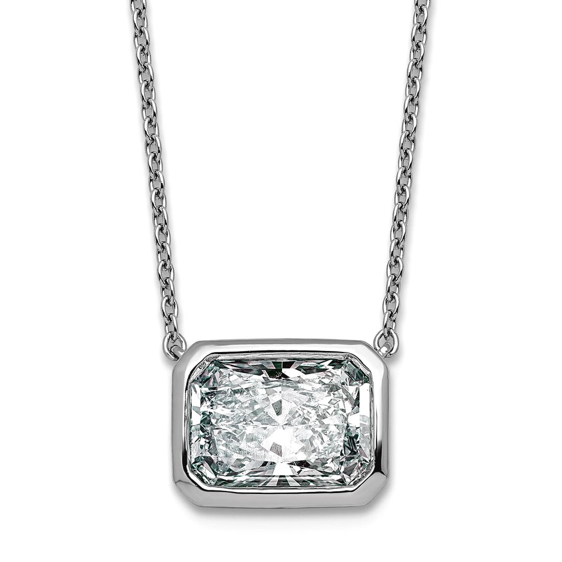 14k Solid White Gold 3ct Cert Lab Grown Diamond VS+ F+ Radiant Bezel ...