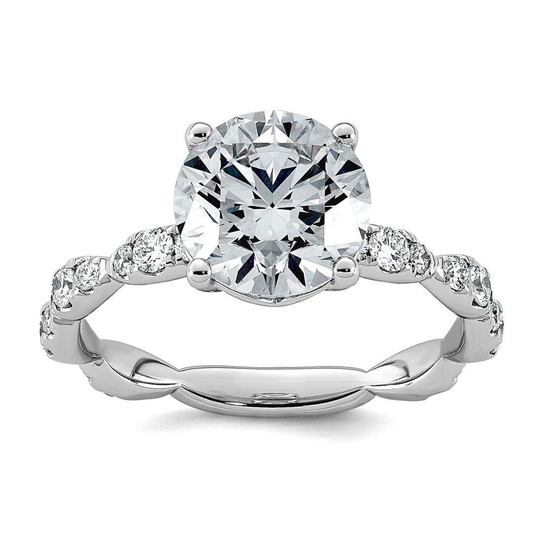 14k Solid White Gold 3ct Certified Round Center Lab Grown Diamond VS+ ...