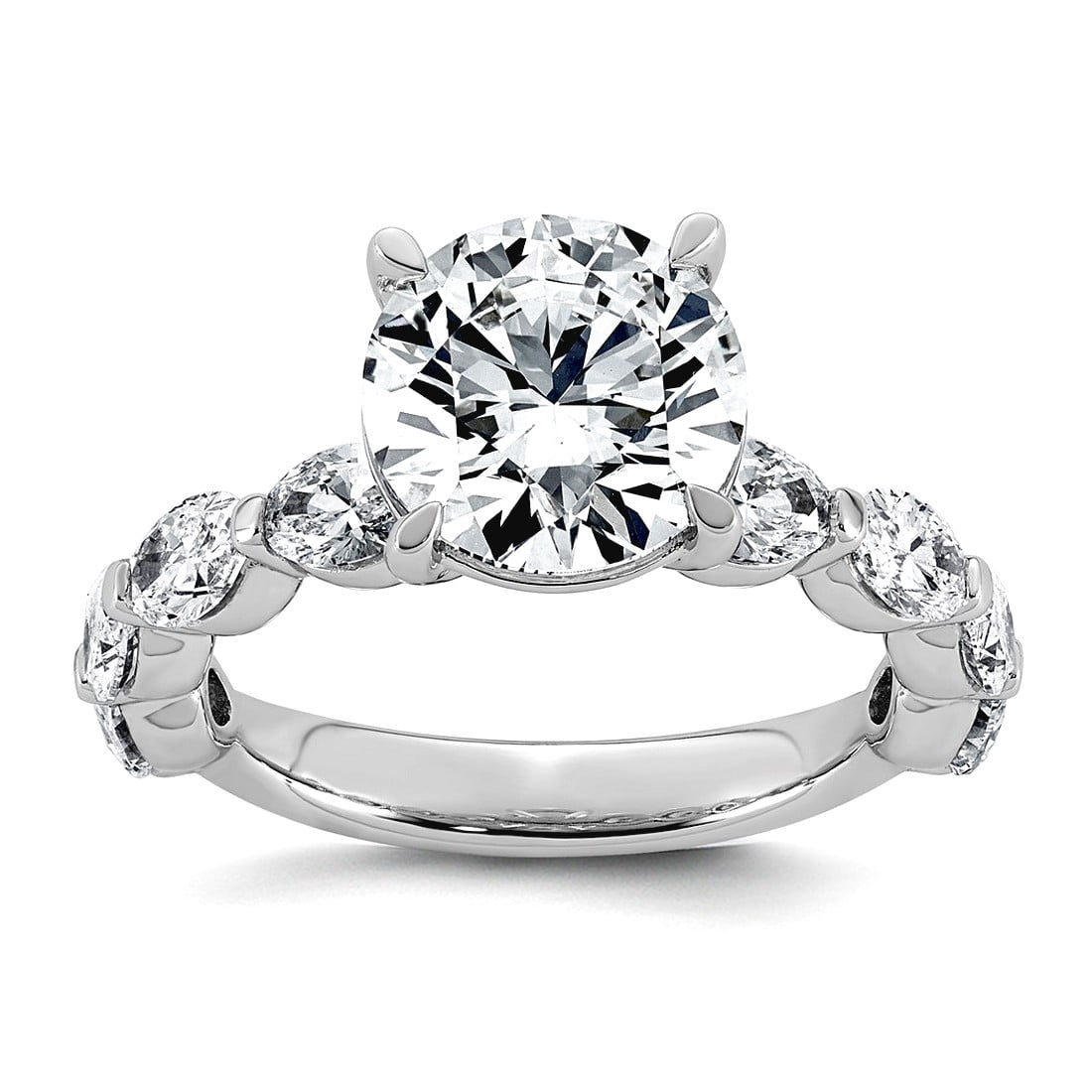14k Solid White Gold 4 1/2ct Cert Rd Ctr Lab Grown Diamond VS+ F+ Comp ...