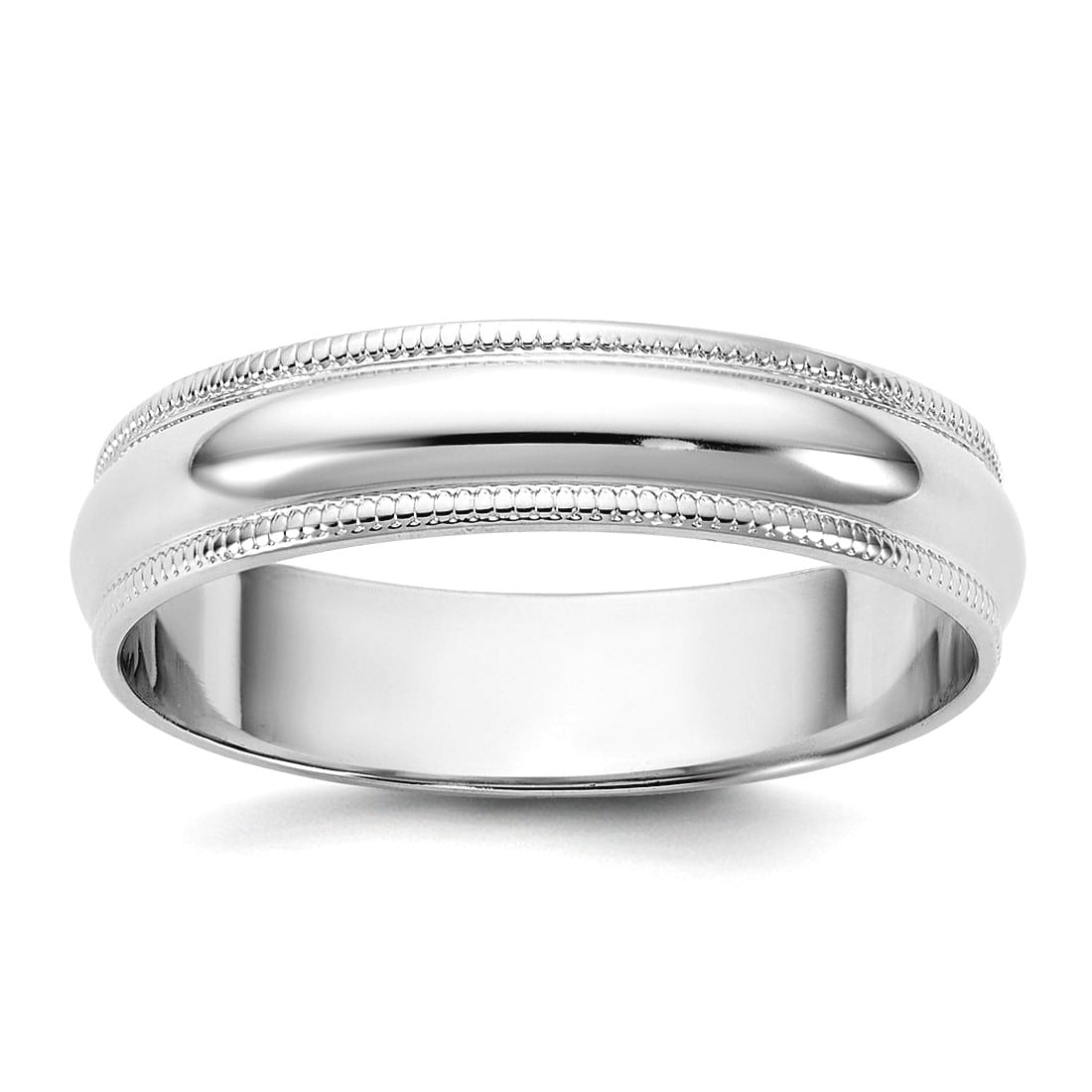14k White Gold 4.5mm Liite-weight Milgrain Half Round Band Size 13 Ring ...