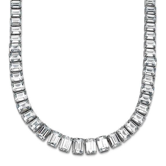 14k Solid White Gold Cert. Lab Grown VS Def Diamond Emerald Graduated ...