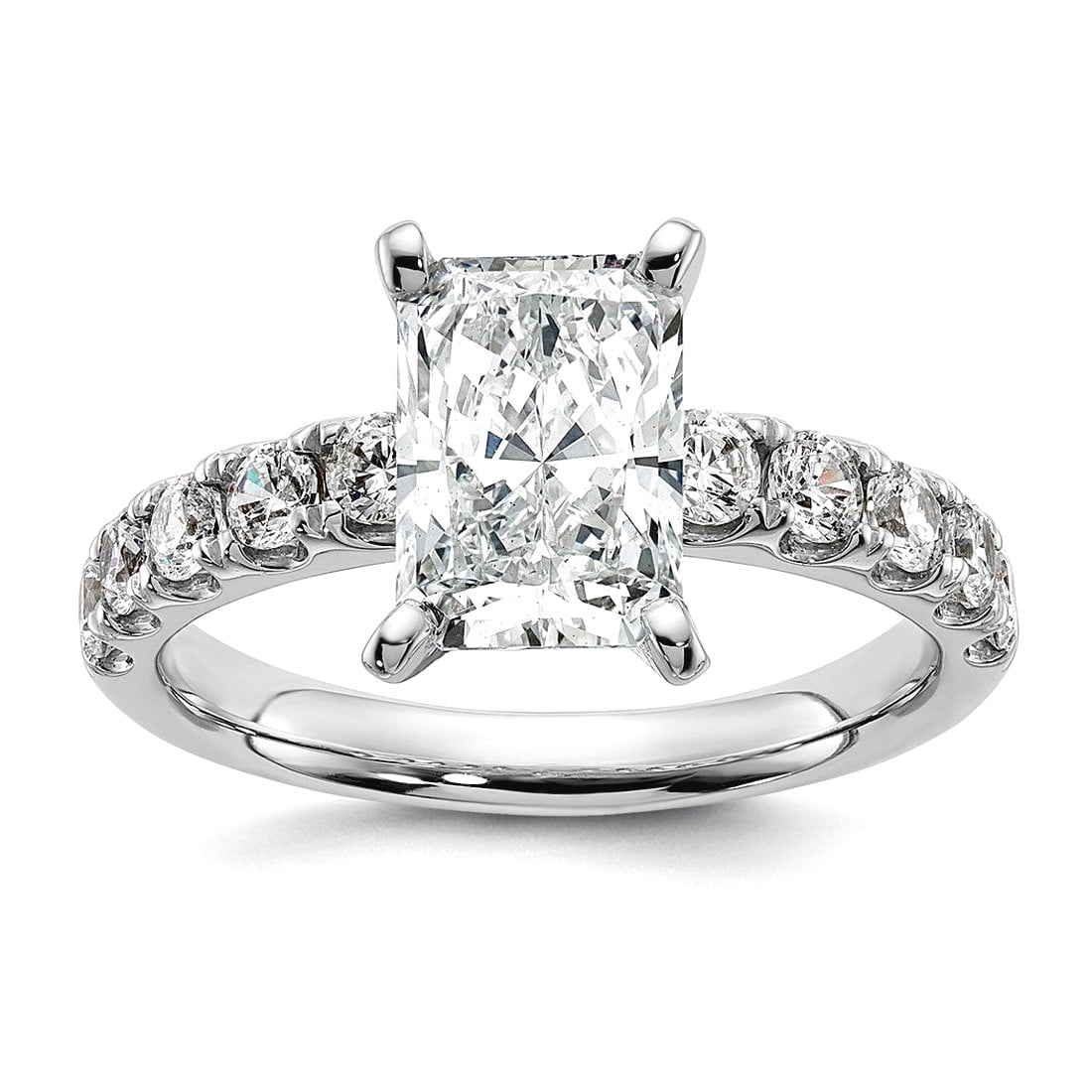 14k Solid White Gold Certified Lab Grown Diamond Def 2ct Radiant Center ...