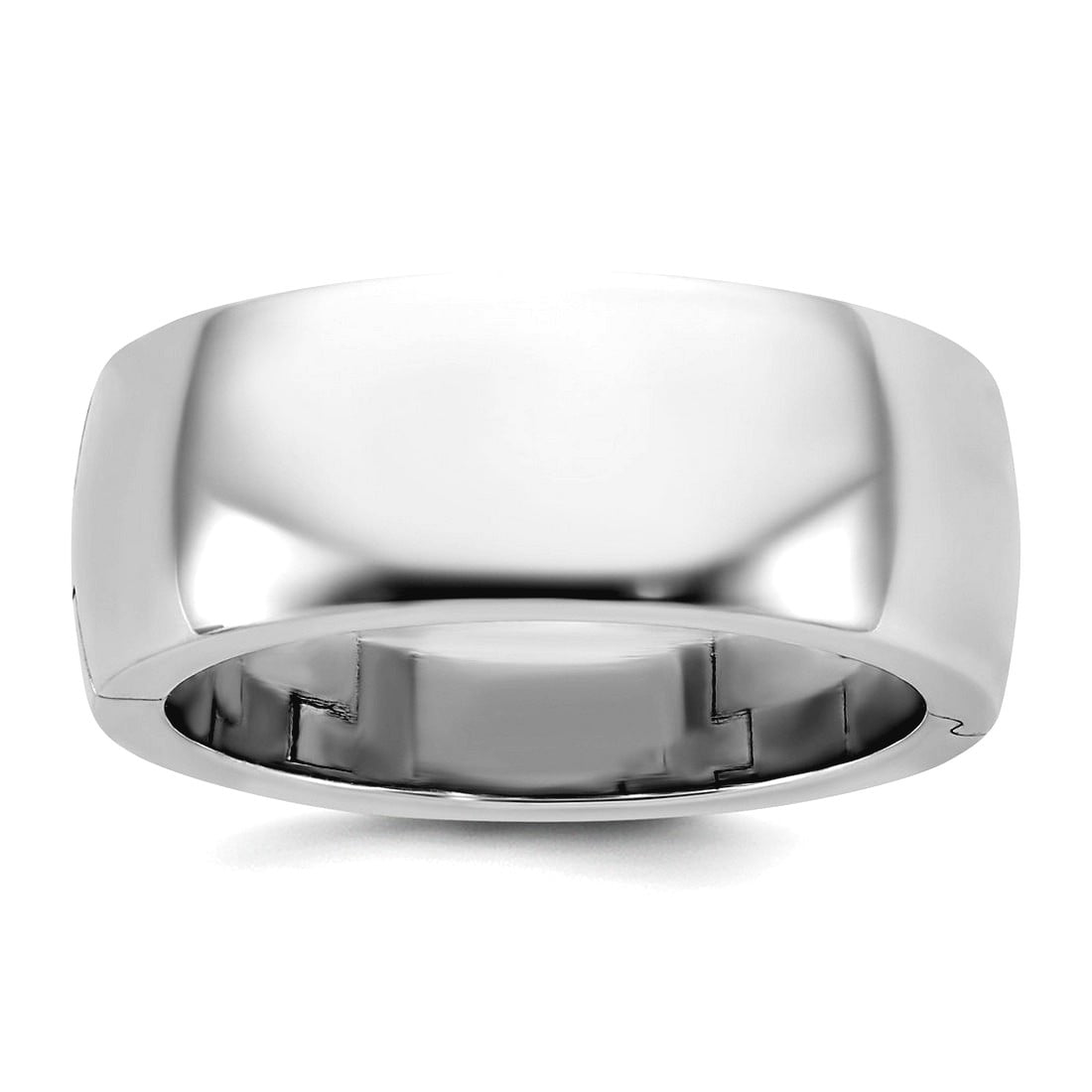 14k Solid White Gold Cliq 8mm Hinged Half Round Wedding Band Size 10.5 ...