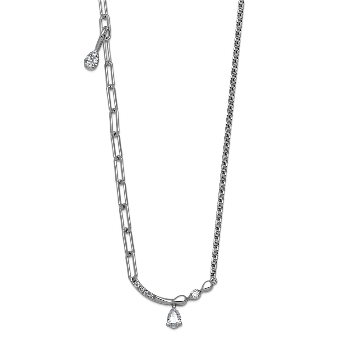 14k Solid White Gold Lab Grown Diamond VS+ F+ Fashion Bar and Charm ...